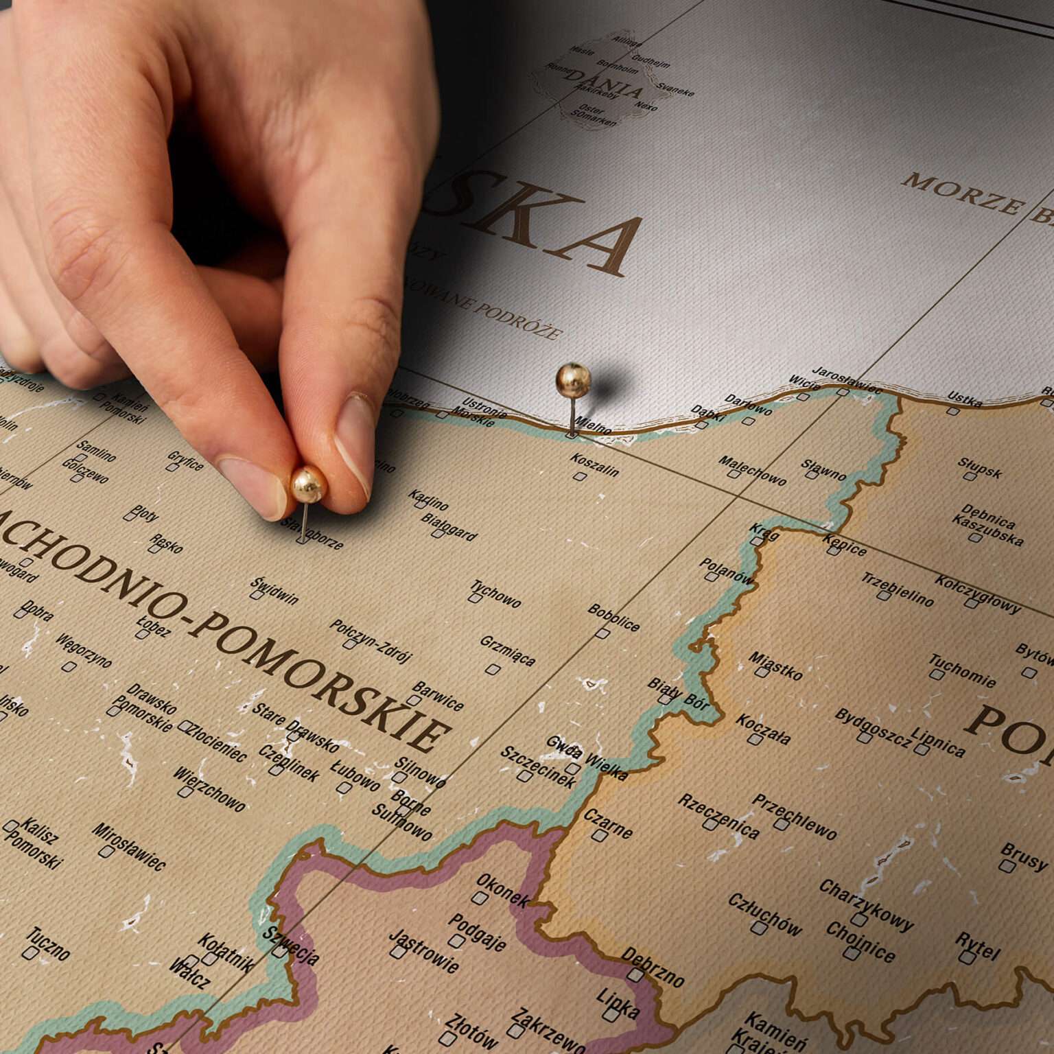 Mapa Korkowa Polski Vintage Jasna - Canvascale
