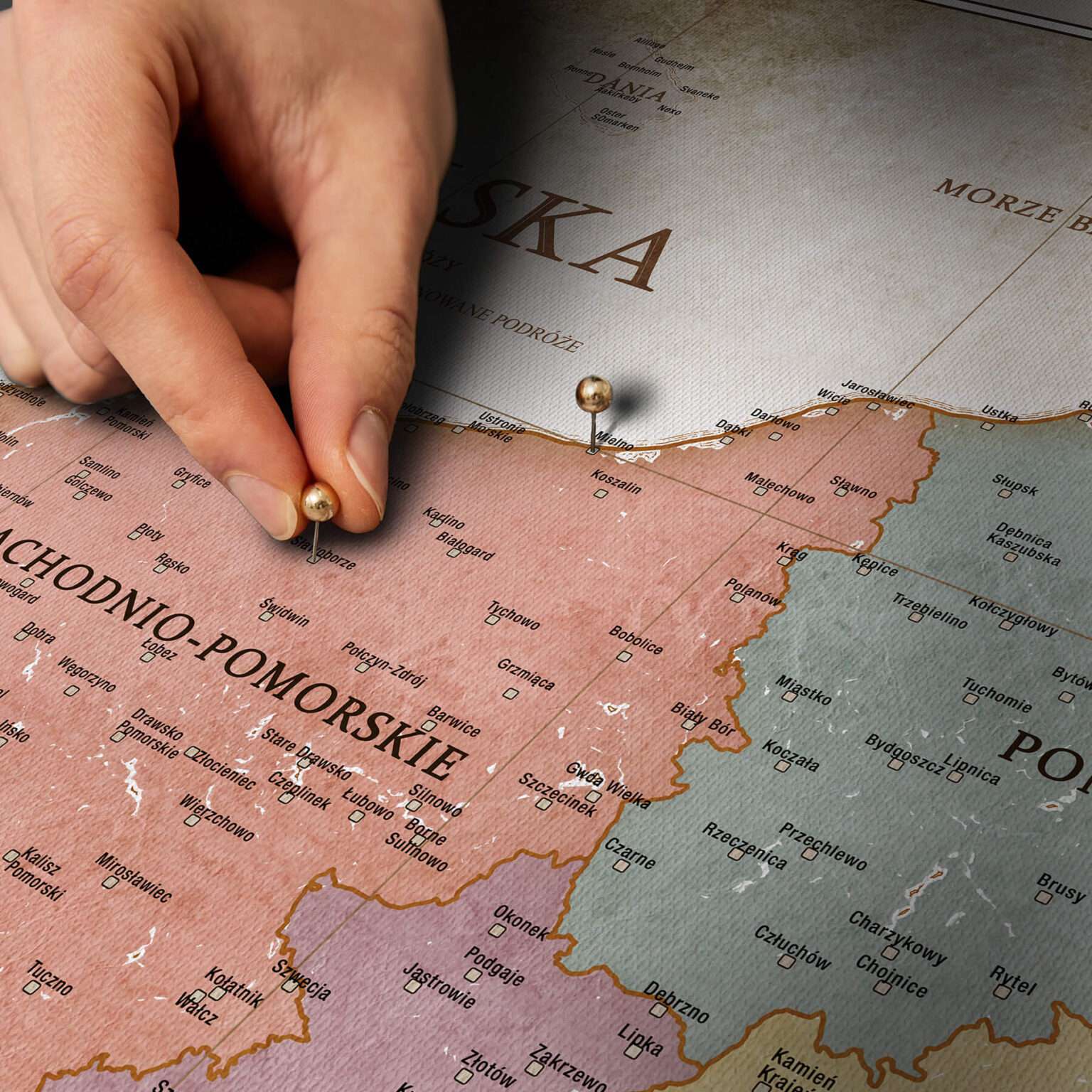 Mapa Korkowa Polski Vintage Kolorowa - Canvascale