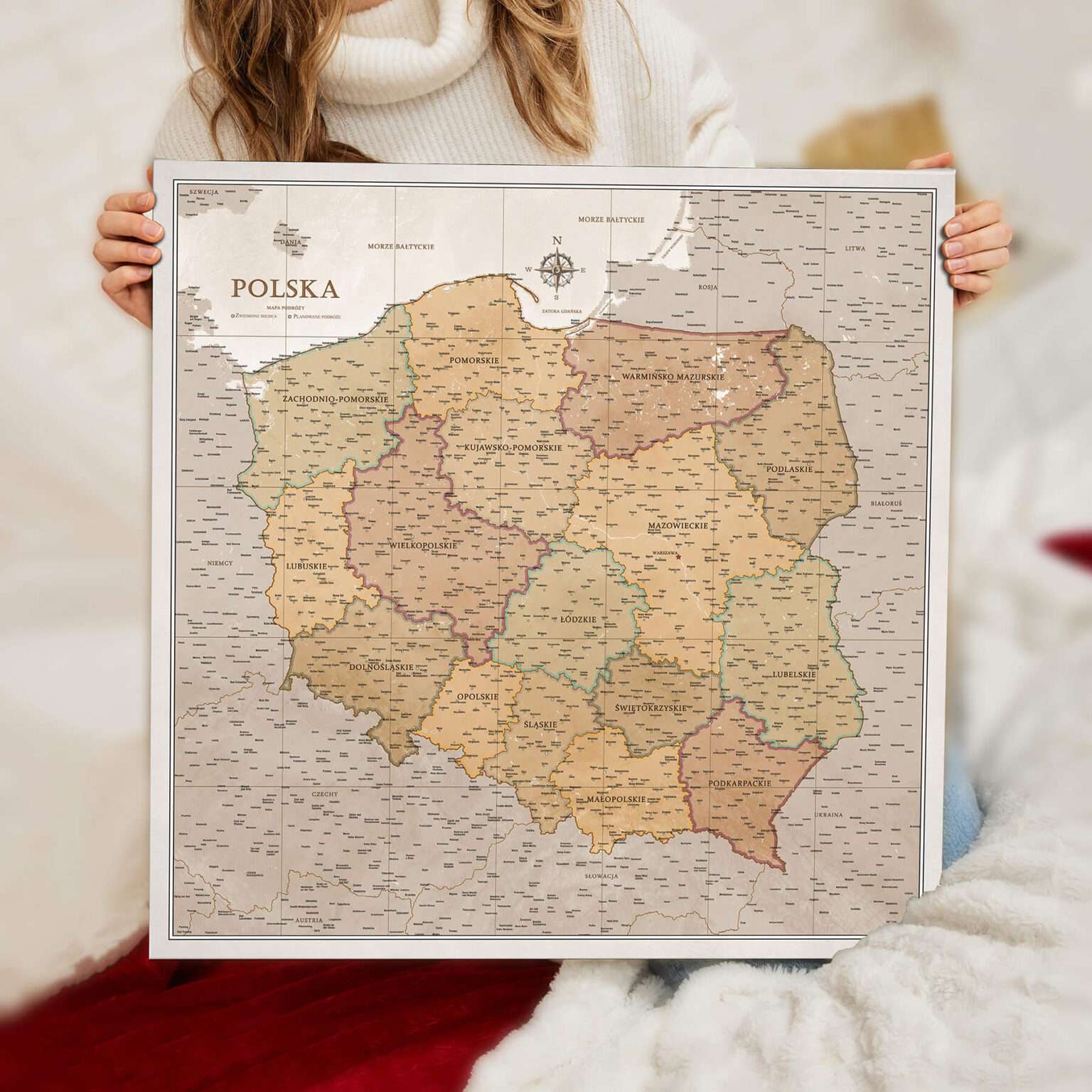 Mapa Korkowa Polski Vintage Jasna - Canvascale