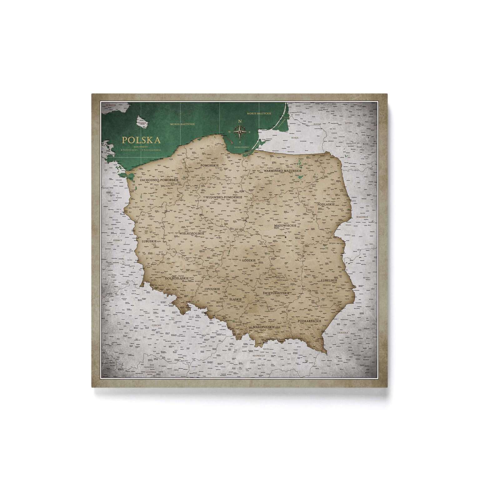 Mapa Korkowa Polski Zielona - Canvascale