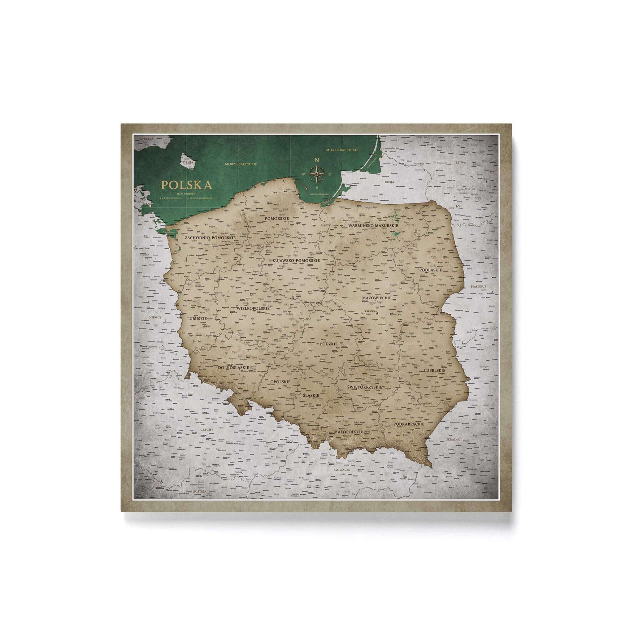 Mapa Korkowa Polski Zielona - Canvascale